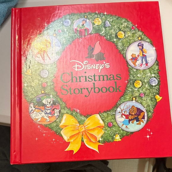 Disney | Other | Disney Red Christmas Storybook With Yellow Bow | Poshmark